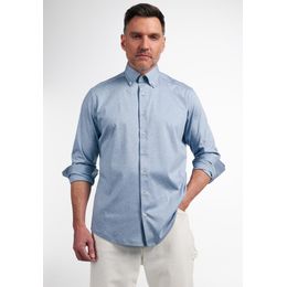 Langarmhemd Eterna "COMFORT FIT", Herren, Gr. 42, Normalgr&ouml;&szlig;en, blau, Jersey, 100% Baumwolle, normal, Manschette, Hemden Langarmhemd, EASY IRON (b&uuml;gelleicht)