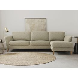 Ecksofa Home Affaire "MARSEILLE (279/152cm),L-Form, Rec. rechts/links, verschiedene Bez&uuml;ge", braun (cappuccino), B:279cm H:88cm T:152cm, Struktur fein (58% Polyester, 22% Polypropylen);Filzoptik (100% Polyester);Webstoff (100% Polyester), Sofas, Ecksofa, Massivholzbeine Eiche, Landhausstil, Wellenunterfederung