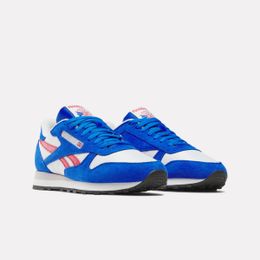 Sneaker Reebok CLASSIC "CLASSIC LEATHER", Herren, Gr. 39, blau (chalk, optimum blau, vector rot), Leder, Synthetik, Textil, Schuhe Sneaker, Topseller