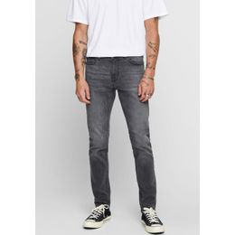 Only & Sons Skinny-fit-Jeans ONLY & SONS "Warp", Herren, Gr. 33, L&auml;nge 34, grau (grau denim), Jeans, Obermaterial: 98% Baumwolle, 2% Elasthan, skinny fit, Jeans Skinny-fit-Jeans