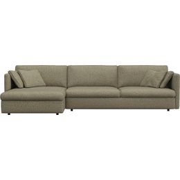 Ecksofa FLEXLUX "Lovane", gr&uuml;n (fall gr&uuml;n), B:323cm H:84cm T:183cm, 62% Polyester/14% Cotton/7% Linen, Sofas, Ecksofa, Weich & anschmiegsam, gro&szlig;e Sitztiefe auf Kaltschaum, Dekokissen inkl.