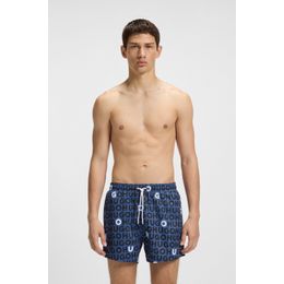 Badehose HUGO UNDERWEAR "TORTUGA", Herren, Gr. S, N-Gr, blau (medium blau 422), Microfaser, Obermaterial: 100% Polyester, Badehosen Badehose, mit Allover-Logoschriftzug