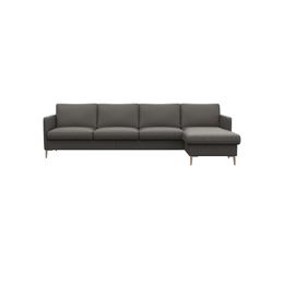 Ecksofa FLEXLUX "Fiore, L-Form, bequem und komfortabel durch hochwertigem Sitzaufbau", grau (warm mineral), B:280cm H:85cm T:159cm, Sofas, Ecksofa, schmale Armlehnen, Kaltschaum, F&uuml;&szlig;e Alu+ Eiche