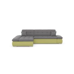 Ecksofa DOMO collection "Moric, L-Form, XXL-Sofa - Breite 300cm, viel Platz, auch in Cord", gelb (schlamm), B:300cm H:80cm T:172cm, Kunstleder SOFTLUX / Struktur (90% Polyester/ 10% Polyacryl);Microfaser PRIMABELLE (100% Polyester)/ Struktur (90% Polyester/ 10% Polyacryl), Sofas, Ecksofa, wahlweise mit Bettfunktion und Armteilverstellung, gelb-schlamm