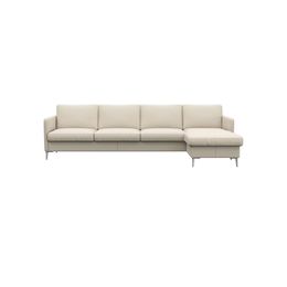 Ecksofa FLEXLUX "Fiore, L-Form, bequem und komfortabel durch hochwertigem Sitzaufbau", wei&szlig; (warm wei&szlig;), B:280cm H:85cm T:159cm, Sofas, Ecksofa, schmale Armlehnen, Kaltschaum, F&uuml;&szlig;e Alu