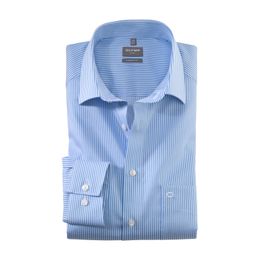 Businesshemd OLYMP "Luxor comfort fit", Herren, Gr. 45, N-Gr, blau (bleu), Web, Obermaterial: 100% Baumwolle, gestreift, Hemden Businesshemd