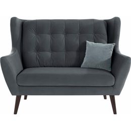 2-Sitzer Home Affaire "Hemmink", grau (graphit, grau), B:144cm H:107cm T:94cm, Samtvelours (100% Polyester);Luxus-Microfaser (100% Polyester);Struktur (94% Polyester, 6% Polyacryl), Sofas, 2-Sitzer, mit Knopfheftung