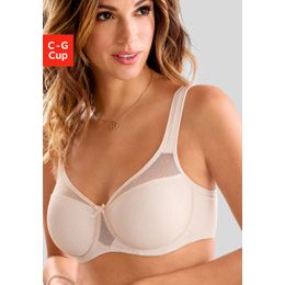 Minimizer-BH Nuance, Damen, Gr. 80, Cup G, beige (puder), Netz, Obermaterial: 79% Polyamid, 15% Polyester, 6% Elasthan, BHs Minimizer-BH, mit B&uuml;gel und transparenten Netzeins&auml;tzen im Obercup