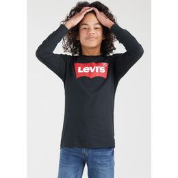 Langarmshirt LEVI'S KIDS "L/S BATWING TEE", Jungen, Gr. 14/164, schwarz, Jersey, Obermaterial: 60% Baumwolle, 40% Polyester, bedruckt, Basic schmal h&uuml;ftlang, Rundhals, B&uuml;ndchen, Shirts Langarmshirt, mit Logo Print for BOYS