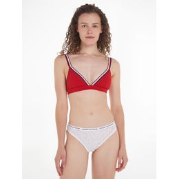 Triangel-Bikini-Top "TRIANGLE RP", Damen, Gr. XS (34), N-Gr, rot (primary rot), Polyamid, Tommy Hilfiger Swimwear, unifarben mit Farbeinsatz, Bikini-Oberteile Triangel-Bikini-Top, mit Rippenstruktur