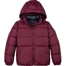 Daunenjacke Tommy Hilfiger "ESSENTIAL DOWN JACKET", Jungen, Gr. 74, rot (deep rouge), Web, Obermaterial: 100% Polyester. Futter: 100% Polyester. Wattierung: 70% Daunen, 30% Federn, unifarben, relaxed fit, elastischer Bund, Jacken Daunenjacke, Baby bis 2 Jahre; mit Logo-Patch und Flaglabel