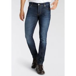 Slim-fit-Jeans Bruno Banani "Jimmy (Stretch)", Herren, Gr. 33, L&auml;nge 34, blau (dunkelblau), Obermaterial: 98% Baumwolle, 2% Elasthan, schmal lang, Jeans Slim-fit-Jeans, schmale Beinform, niedrige Leibh&ouml;he, mit Button-Fly