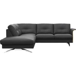 Ecksofa FLEXLUX "Glow, super bequem durch hochwertigem Sitzaufbau mit Federkern, L-Form", schwarz (deep schwarz), B:236cm H:81cm T:224cm, 100% Echteder, Sofas, Ecksofa, Modernes skandinavisches Design
