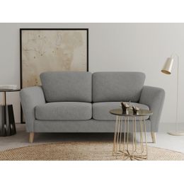 2-Sitzer Home Affaire "MARSEILLE Kompaktsofa 170 cm, Cord, Flachgewebe, Struktur, Webstoff", grau, B:170cm H:88cm T:90cm, Struktur fein (58% Polyester, 22% Polypropylen);Filzoptik (100% Polyester);Webstoff (100% Polyester), Sofas, 2-Sitzer, Massivholzbeine Eiche, Landhausstil, Wellenunterfederung
