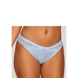 Slip Lascana "Alana", Damen, Gr. 32/34, blau (hellblau), Spitze, Obermaterial: 50% Polyamid, 40% Seide, 10% Elasthan, Unterhosen Slip, mit hohem Seidenanteil und edler Spitze