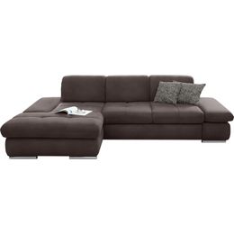 Ecksofa "SO4100 V", braun (mocca), B:284cm H:80cm T:190cm, SET ONE BY Musterring, Sofas, Ecksofa, mit verstellbaren Kopfteilen, wahlweise mit Funktionen, Cord-Bezug