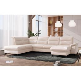 Sit & More Wohnlandschaft SIT & MORE "Astoria U-Form", beige (creme), B:329cm H:91cm T:225cm, 100% Polyester, Sofas, Wohnlandschaft, wahlweise mit motorischer Relaxfunktion