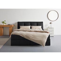 Boxspringbett "Addyson", schwarz, B:170cm L:230cm, 100% Polyester, LeGer Home by Lena Gercke, Komplettbetten, Boxspringbett, Boxspringbett inkl. Topper, 2 Matratzen