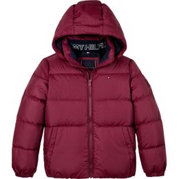 Daunenjacke Tommy Hilfiger "ESSENTIAL DOWN JACKET", Jungen, Gr. 80, rot (deep rouge), Web, Obermaterial: 100% Polyester. Futter: 100% Polyester. Wattierung: 70% Daunen, 30% Federn, unifarben, relaxed fit, elastischer Bund, Jacken Daunenjacke, Baby bis 2 Jahre; mit Logo-Patch und Flaglabel