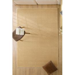 Teppich Wecon Home "Castello THREE", sand beige, B:140cm H:7mm L:200cm, Schurwolle, Teppiche, Teppich, Schurwolle, Kurzflor mit Hoch-Tief-Effekt, Wohnzimmer, Punktmuster