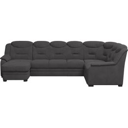 Wohnlandschaft COTTA "Marcus U-Form", grau (anthrazit), B:330cm H:99cm T:211cm, 100% Polyester, Sofas, Wohnlandschaft, wahlweise mit Bettfunktion & Stauraum