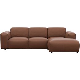 Ecksofa FLEXLUX "Lucera Chaislongue rechts oder links, L-Form, bequem", braun (old chestnut braun), B:251cm H:73cm T:171cm, 100% Echteder, Sofas, Ecksofa, modern & anschmiegsam, Kaltschaum, Stahl-Wellenunterfederung