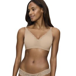Minimizer-BH Triumph "Amourette N01", Damen, Gr. 70, Cup F, beige (natur), Microtouch, Obermaterial: 75% Polyamid, 25% Elasthan, unifarben, BHs Minimizer-BH, mit Spitzendetails und ohne B&uuml;gel