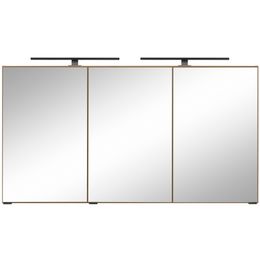 Spiegelschrank Welltime "Trento", Badezimmerschrank, Badm&ouml;bel", braun (wotaneiche), B:120cm H:64cm T:20cm, Schr&auml;nke, Spiegelschrank, Breite 120 cm, mit 3D-Effekt, Spiegelt&uuml;ren, inklusive LED-Beleuchtung