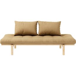 Daybett Karup Design "Pace", braun (weizen beige), B:200cm H:37cm L:200cm, Daybetten, Daybett, aus massiven Kiefernholz, inkl. Futonmatratze