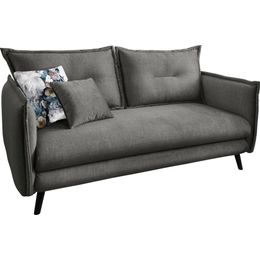 3-Sitzer Home Affaire "Lazio", schwarz (asche), B:183cm H:94cm T:110cm, Sofas, 3-Sitzer, inklusive 1 Stk. Wende- und 1 Stk. Zierkissen
