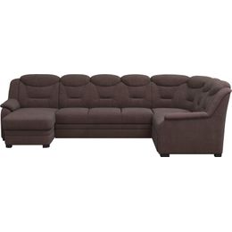 Wohnlandschaft COTTA "Marcus U-Form", grau (charcoal), B:330cm H:99cm T:211cm, 100% Polyester, Sofas, Wohnlandschaft, wahlweise mit Bettfunktion & Stauraum