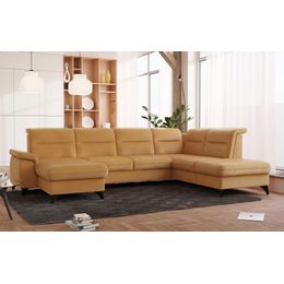 Sit & More Wohnlandschaft SIT & MORE "Astoria U-Form", gelb (dijon), B:329cm H:91cm T:225cm, 100% Polyester, Sofas, Wohnlandschaft, wahlweise mit motorischer Relaxfunktion