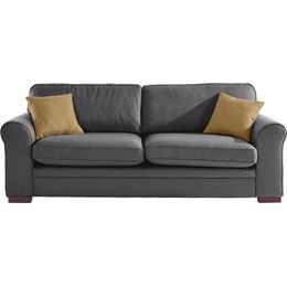 3-Sitzer Home Affaire "Broughton", grau (anthrazit), B:233cm H:92cm T:94cm, 100% Polyester, Sofas, 3-Sitzer, weicher Sitzkomfort, incl. 2 Zierkissen, Keder