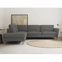 Ecksofa Home Affaire "MARSEILLE 278/202 cm, L-Form, Ottom. rechts/links, verschiedene Bez&uuml;ge", grau (dunkelgrau), B:278cm H:88cm T:202cm, Webstoff (100% Polyester);Struktur fein (58% Polyester, 22% Polypropylen);Filzoptik (100% Polyester), Sofas, Ecksofa, Massivholzbeine Eiche, Landhausstil, Wellenunterfederung