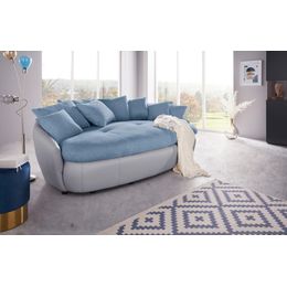 Big-Sofa COTTA "Aruba", azure, argent, B:238cm H:79cm T:140cm, Luxus-Microfaser (100% Polyester); Microfaser-Feinstruktur (pflegeleichte Microfaser, mit feiner Struktur, 100% Polyester), Sofas, Big-Sofa, gem&uuml;tliches Megasofa in XXL in organischer Form mit vielen Kissen