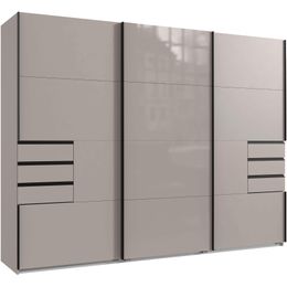 Schwebet&uuml;renschrank wimex "Saigon, Kleiderschrank mit Schiebet&uuml;r", schwarz (sandgrau, griffe schwarz), B:270cm H:208cm T:64cm, Holzwerkstoff, Schr&auml;nke, Schwebet&uuml;renschrank, mit Glaselementen, 3 T&uuml;ren, 270cm breit