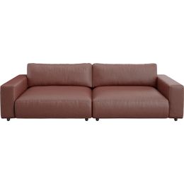 Big-Sofa Musterring "LUCIA", braun (brandy bax), B:252cm H:81cm T:124cm, Flachgewebe FLORIS (100% Polyester);Flachgewebe VALMONT (60% Baumwolle/ 40% Leinen);Microfaser CRONA (100% Polyester), Sofas, Big-Sofa, in vielen Qualit&auml;ten und 4 unterschiedlichen N&auml;hten, 2,5-Sitzer