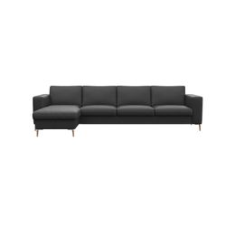 Ecksofa FLEXLUX "Fiore, super bequem durch hochwertigen Sitzaufbau mit Kaltschaum", schwarz (deep schwarz), B:295cm H:85cm T:159cm, 100% Echteder, Sofas, Ecksofa, breite Armlehnen, F&uuml;&szlig;e Alu+ Eiche, L-Form