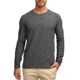 Rundhalspullover INDICODE "Kristian", Herren, Gr. S, charcoal, Strick, Obermaterial: 100% Baumwolle, unifarben, regular fit normal, Rundhals, Pullover Rundhalspullover