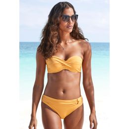 B&uuml;gel-Bandeau-Bikini-Top s.Oliver "Rome", Damen, Gr. 34, Cup C, gelb, Polyamid, unifarben, Bikini-Oberteile B&uuml;gel-Bandeau-Bikini-Top, in Wickeloptik