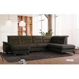 Sit & More Wohnlandschaft SIT & MORE "Astoria U-Form", gr&uuml;n (olive), B:329cm H:91cm T:225cm, 100% Polyester, Sofas, Wohnlandschaft, wahlweise mit motorischer Relaxfunktion