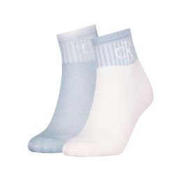Socken Calvin Klein Jeans "CKJ WOMEN QUARTER 2P GLOSSY RIB", M&auml;dchen, Gr. 39-42, blau (light blau, wei&szlig;), Baumwollmischung, unifarben, normal, Socken Socken, mit dezentem Logo-Design