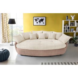 Big-Sofa COTTA "Aruba", mud, ivory, B:238cm H:79cm T:140cm, Luxus-Microfaser (100% Polyester); Microfaser-Feinstruktur (pflegeleichte Microfaser, mit feiner Struktur, 100% Polyester), Sofas, Big-Sofa, gem&uuml;tliches Megasofa in XXL in organischer Form mit vielen Kissen