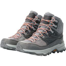 Wanderschuh Jack Wolfskin "CYROX TEXAPORE MID W", Damen, Gr. 42, grau, Leder, Textil, Schuhe Wanderschuh, Wasserdicht, Trekkingschuh