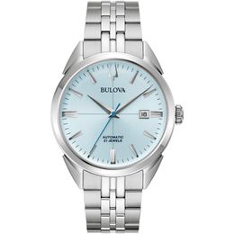 Automatikuhr Bulova, silber (silberfarben, hellblau), Armbanduhren, Damen, Automatikuhr, Armbanduhr, Herrenuhr, Damenuhr, Edelstahlarmband, Saphirglas