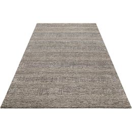 Wollteppich Wecon Home "Gustav", grau (taupe,braun), B:140cm H:8mm L:200cm, Wolle, Teppiche, Wollteppich