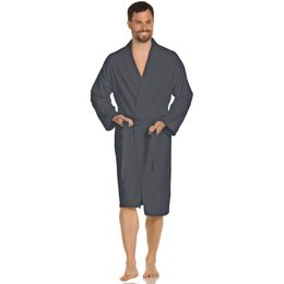 Unisex-Bademantel Vossen "Dallas, ideal f&uuml;r Sauna & Spa, Hotelbademantel, Morgenmantel" Gr. L, grau (anthrazit), L:110cm, Webvelours, Hausm&auml;ntel, Unisex-Bademantel, f&uuml;r Damen & Herren, reine Baumwolle, mit Kimono-Kragen