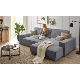 Ecksofa Home Affaire "NEU: SHERWOOD XXL 284, Big-Sofa L-Form, tiefe Sitzfl&auml;che 95 cm, Cord", grau (dunkelgrau), B:284cm H:90cm T:195cm, 100% Polyester, Sofas, Ecksofa, Recamiere rechts/links, als Schlafsofa stellbar, Cord u. Leinenoptik