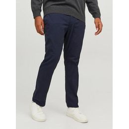 Jack & Jones PlusSize Chinohose "JPSTMARCO JJDAVE LC NOOS PLS", Herren, Gr. 42 (4XL), L&auml;nge 32, blau (navy blazer), Web, Obermaterial: 98% Baumwolle, 2% Elasthan, JACK & JONES PLUSSIZE, unifarben, slim fit kn&ouml;chellang, Hosen Chinohose