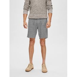 Chinoshorts Selected "SLHREGULAR-BRODY SUN SHORTS NOOS", Damen, Gr. S, N-Gr, blau (sky captain), Web, Obermaterial: 54% Baumwolle, 45% Leinen, 1% Elasthan, unifarben, regular fit ca. Mitte Oberschenkel, Hosen Chinoshorts